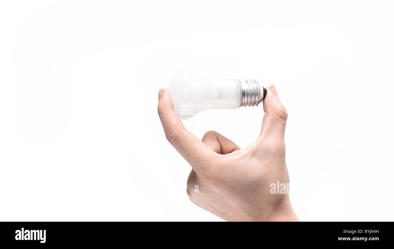 finger touching the bulb.isolated on a white background Stock Photo - Alamy