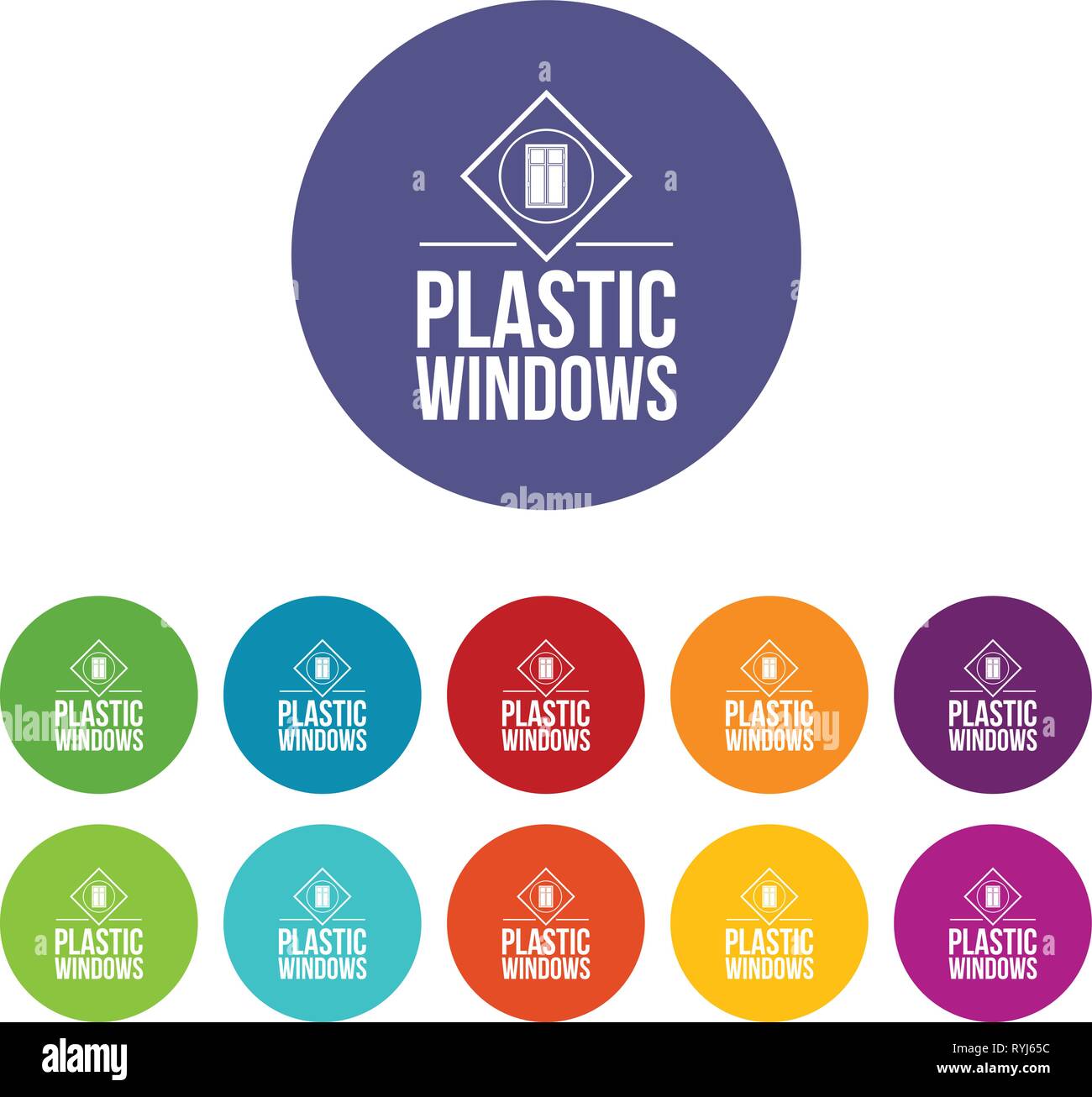 Plastic window icons set vector color Stock Vector Image & Art - Alamy