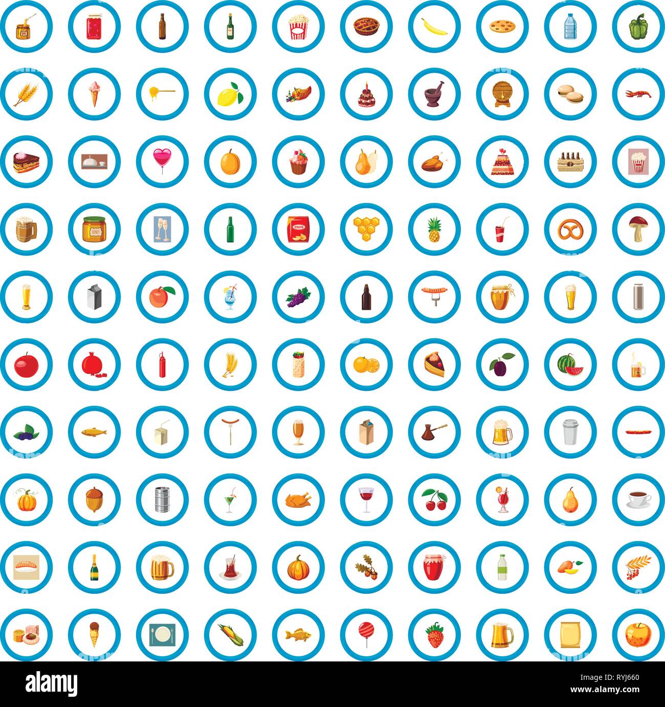 100 food icons set, cartoon style Stock Vector Image & Art - Alamy