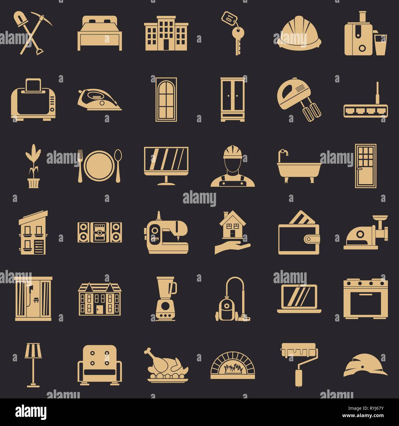 Cozy house icons set, simple style Stock Vector Image & Art - Alamy