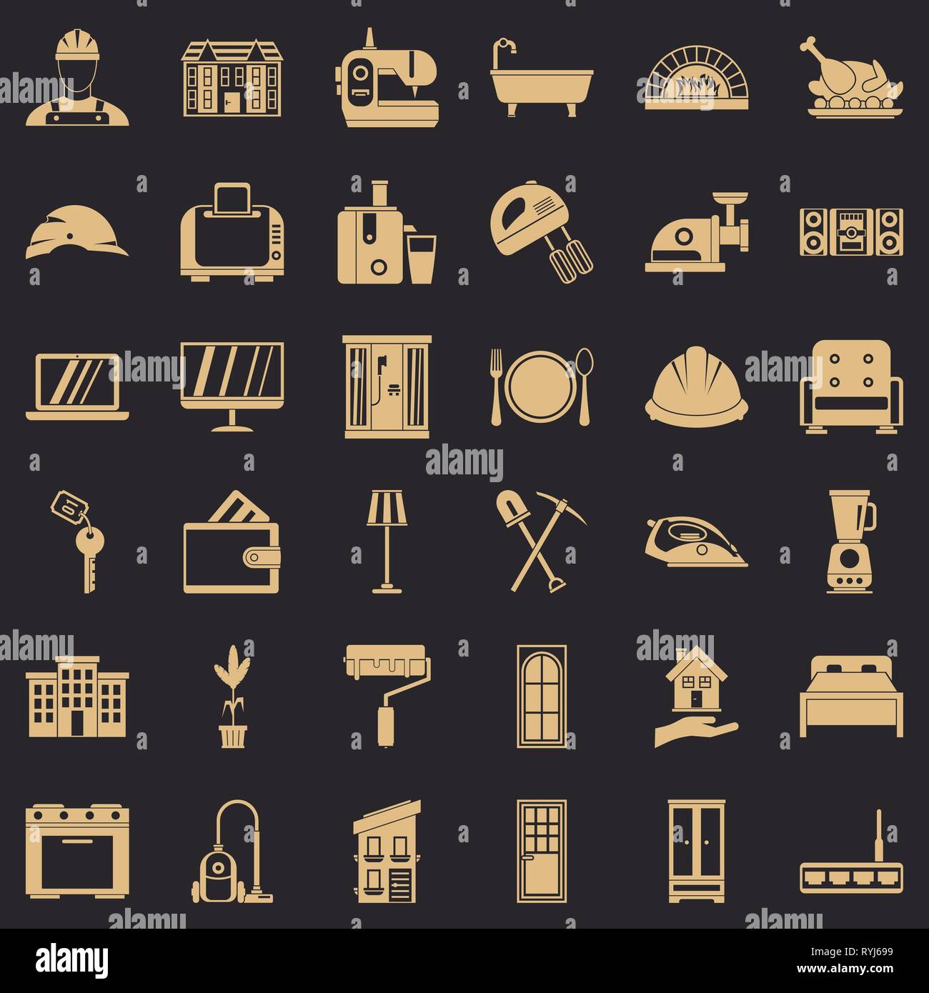 Indoor icons set, simple style Stock Vector Image & Art - Alamy