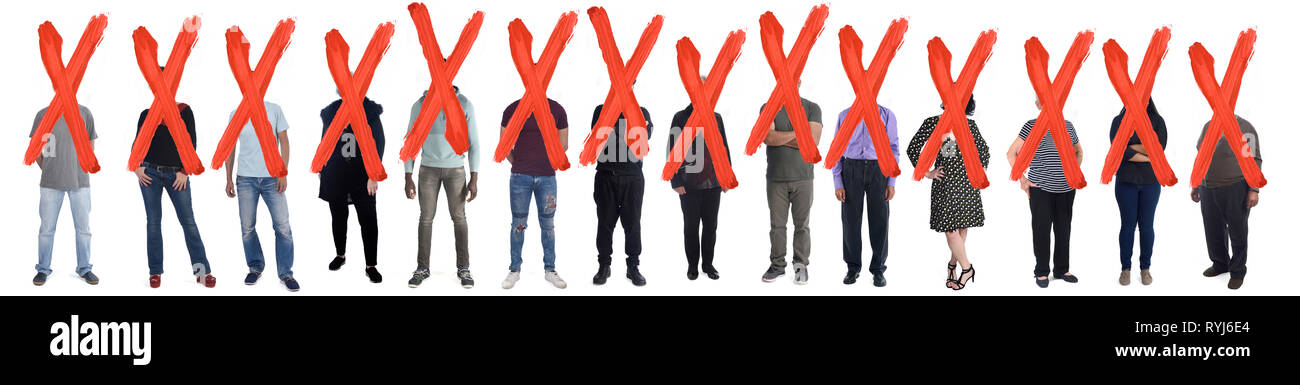 people crossed out on white background Stock Photo - Alamy