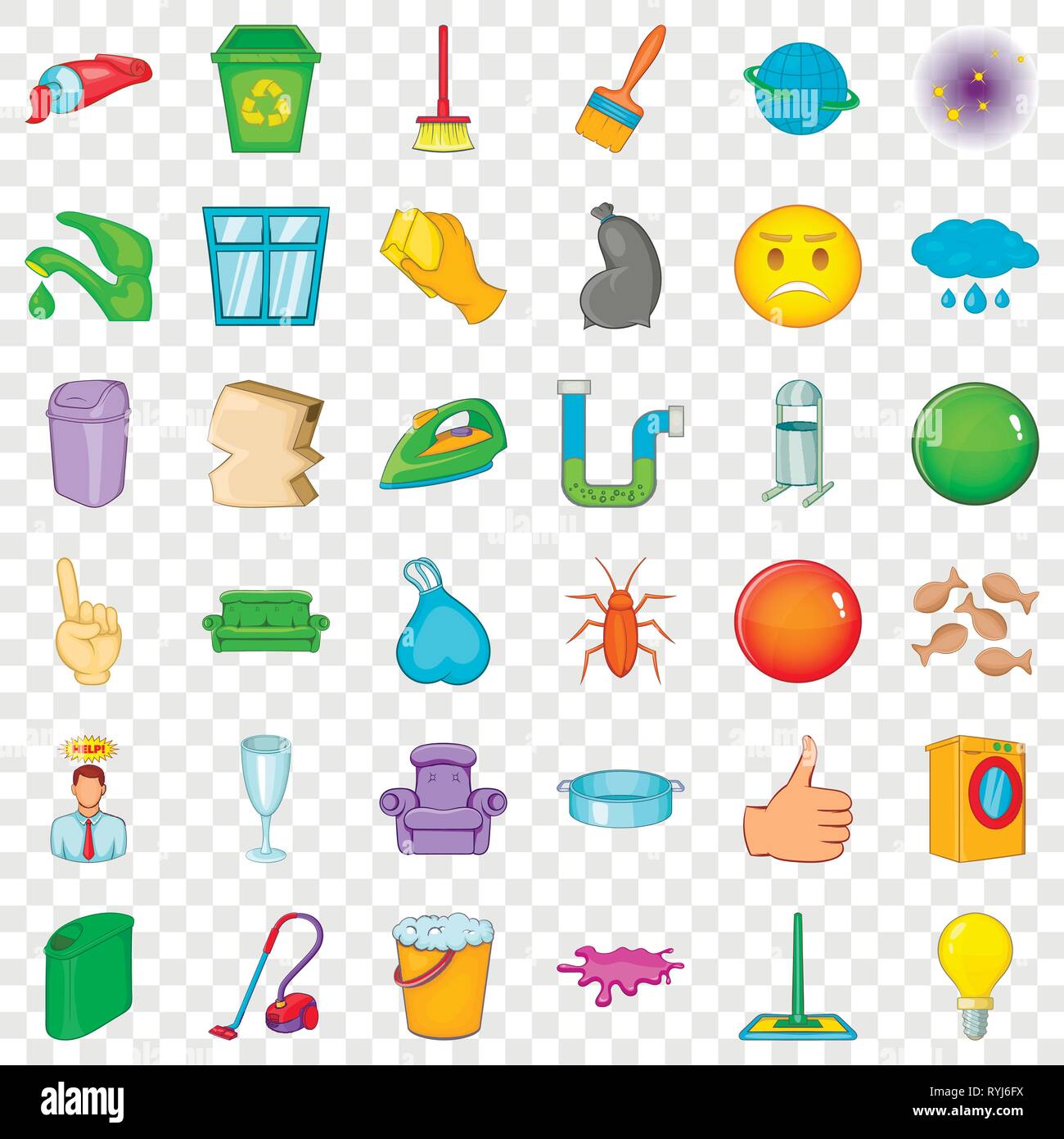 Cleaning service icons set, cartoon style Stock Vector Image & Art - Alamy