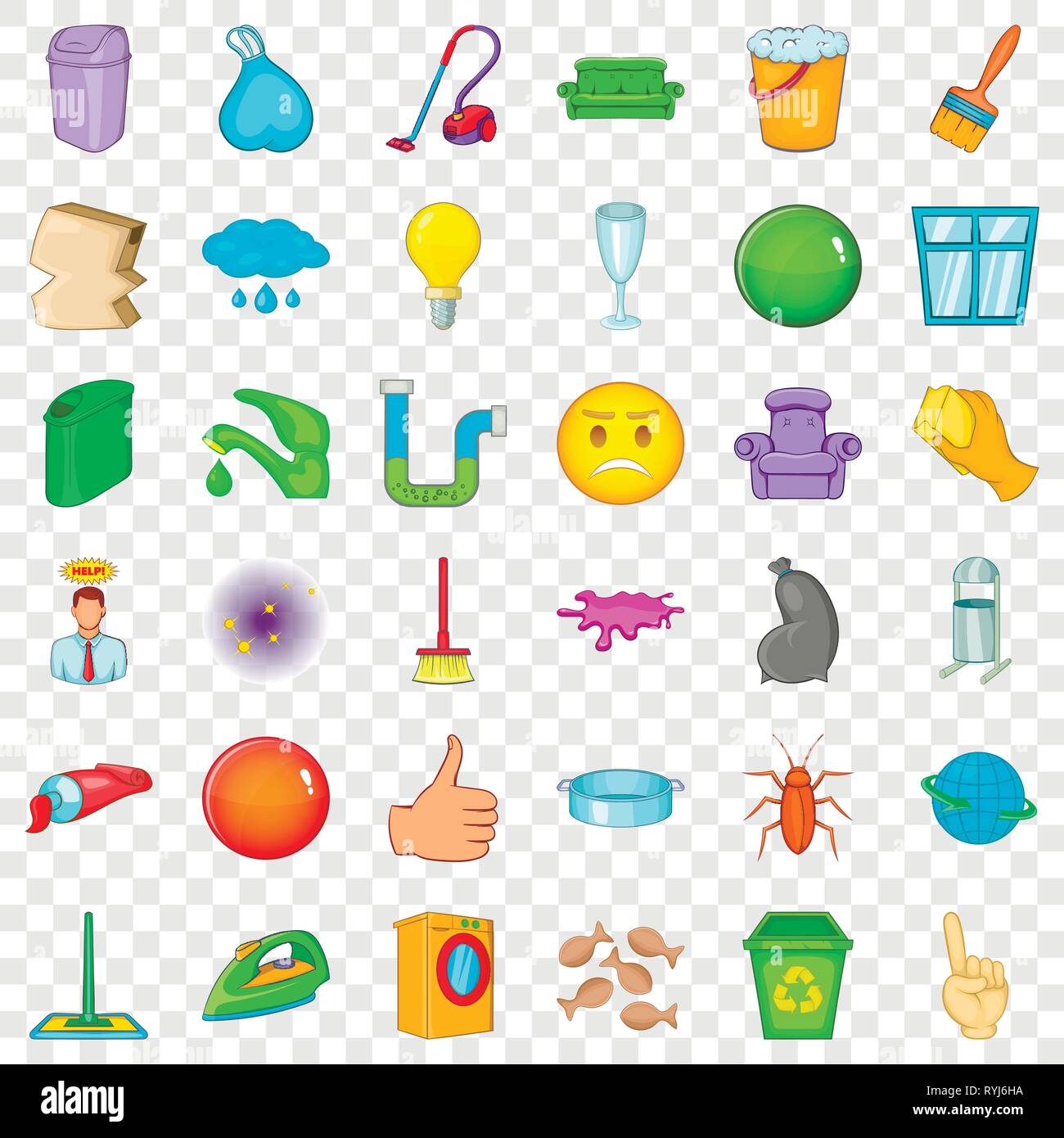 Cleaning work icons set, cartoon style Stock Vector Image & Art - Alamy