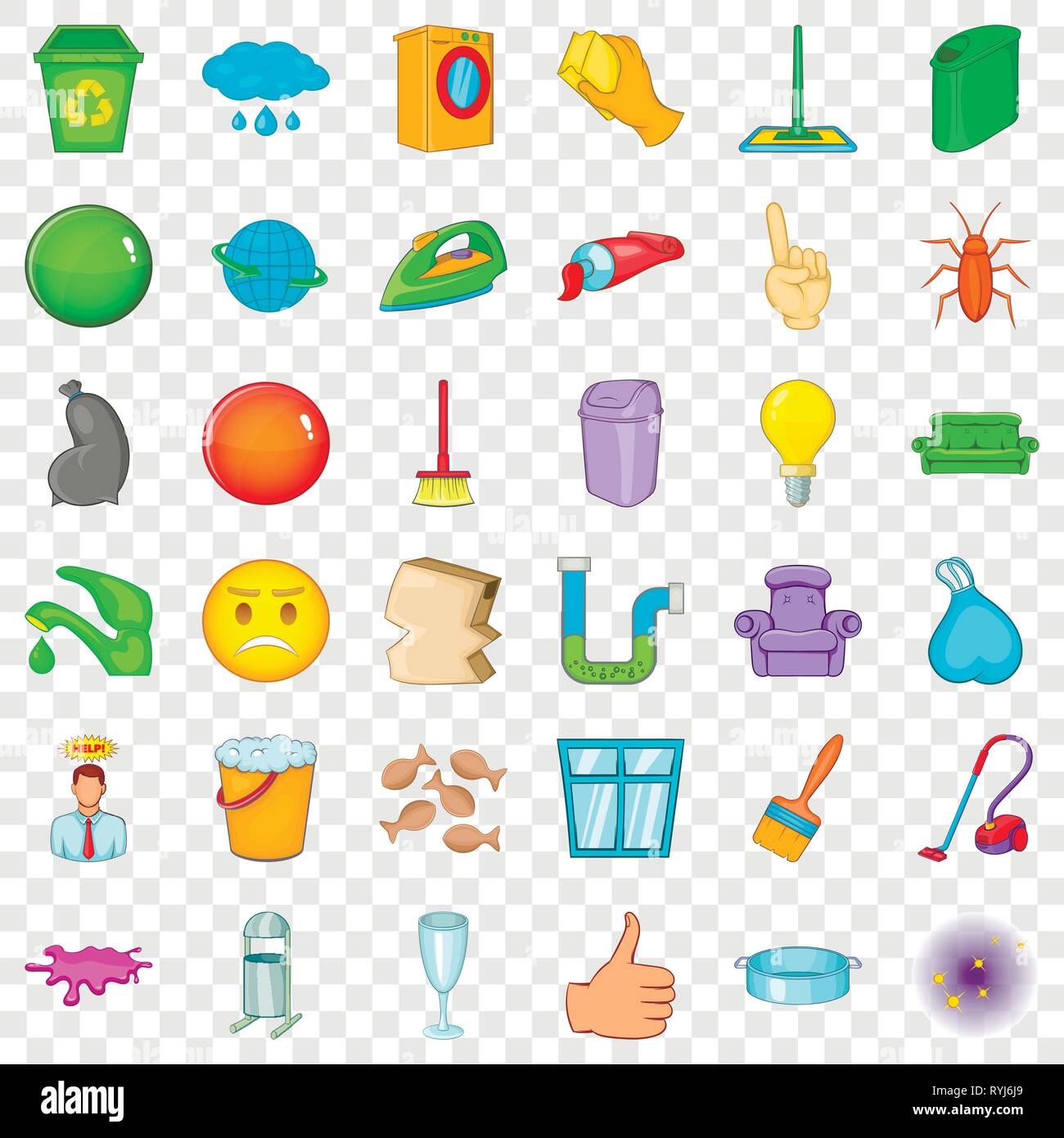Cleaning icons set, cartoon style Stock Vector Image & Art - Alamy