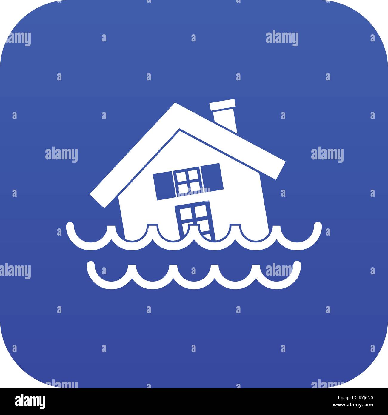 House sinking in a water icon digital blue Stock Vector Image & Art - Alamy
