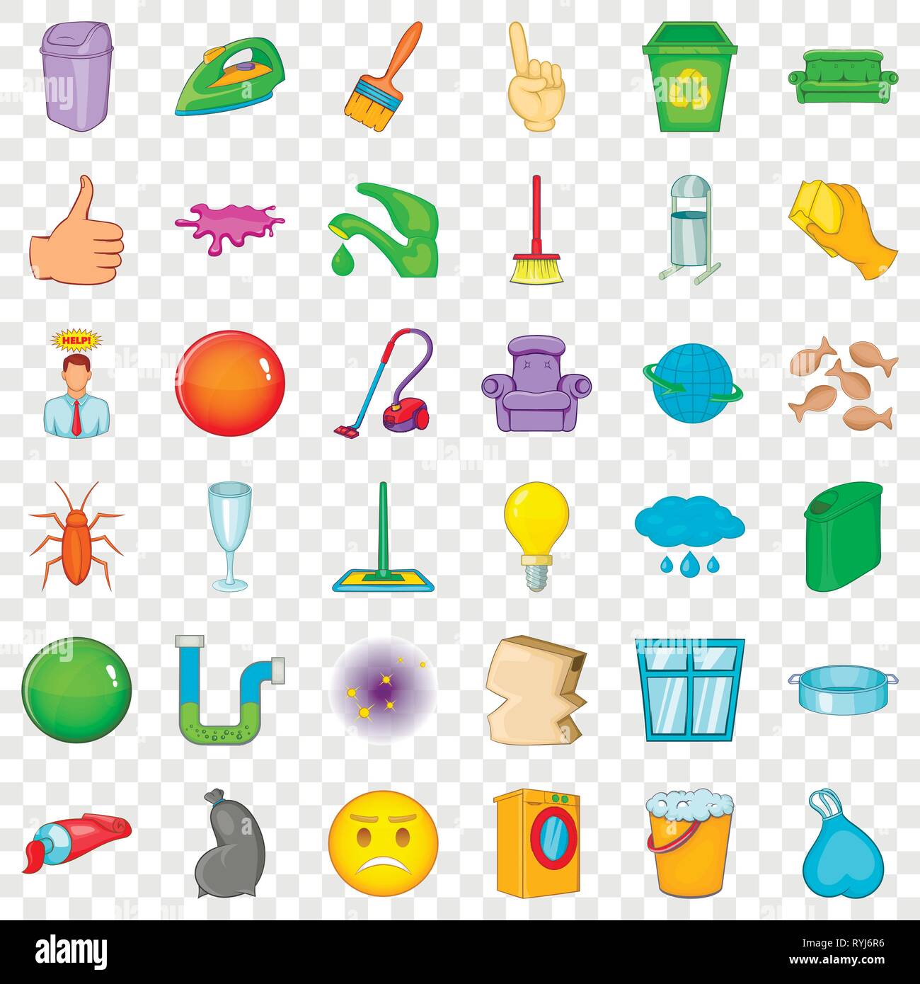 Big cleaning icons set, cartoon style Stock Vector Image & Art - Alamy