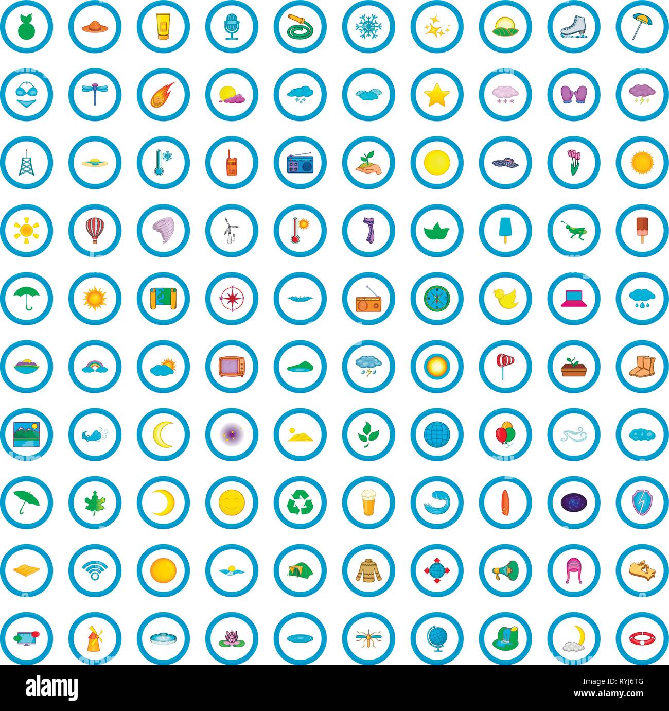 100 forecast icons set, cartoon style Stock Vector Image & Art - Alamy