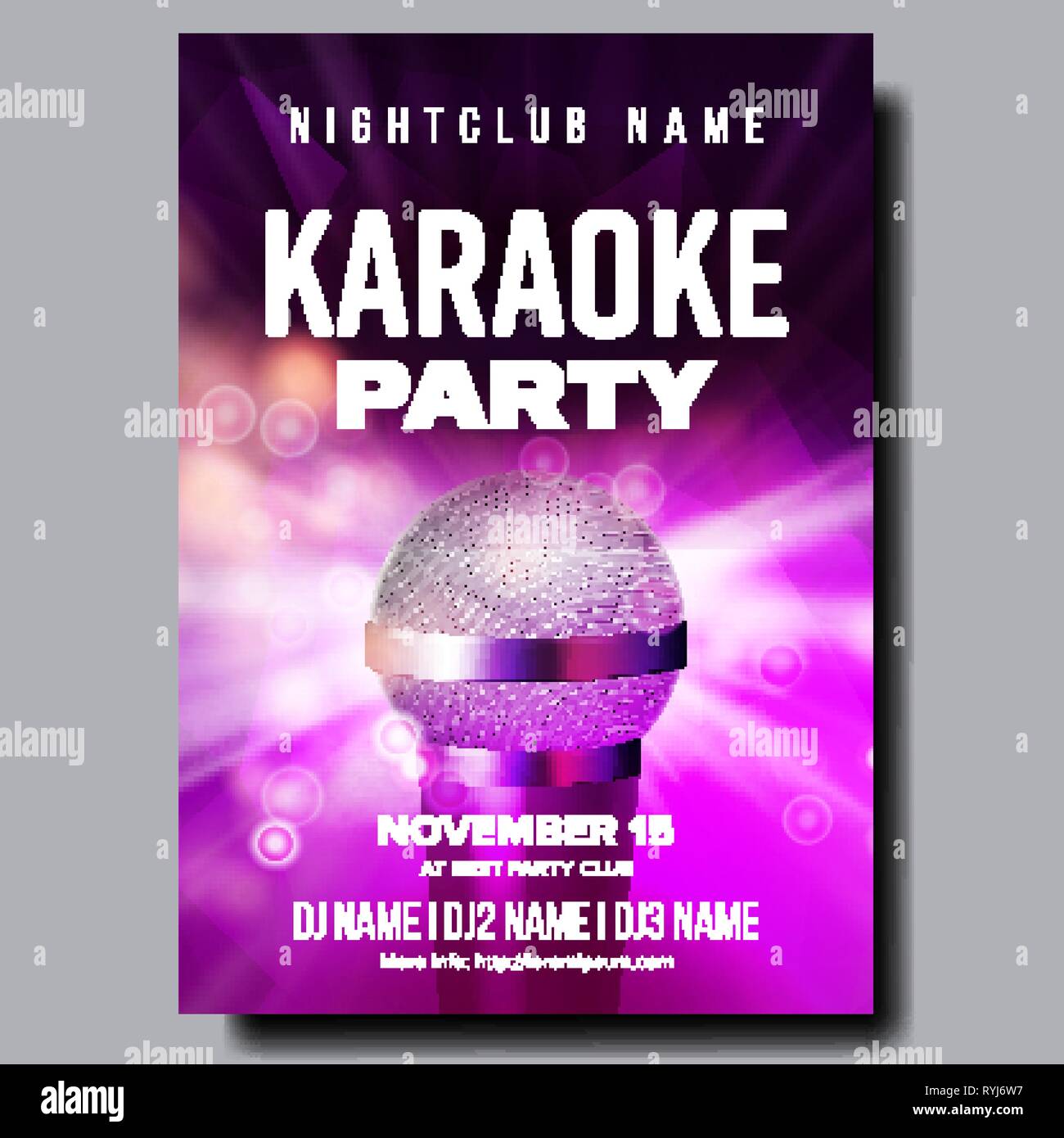 Karaoke Poster Vector. Dance Karaoke Music Event. Technology Symbol ...