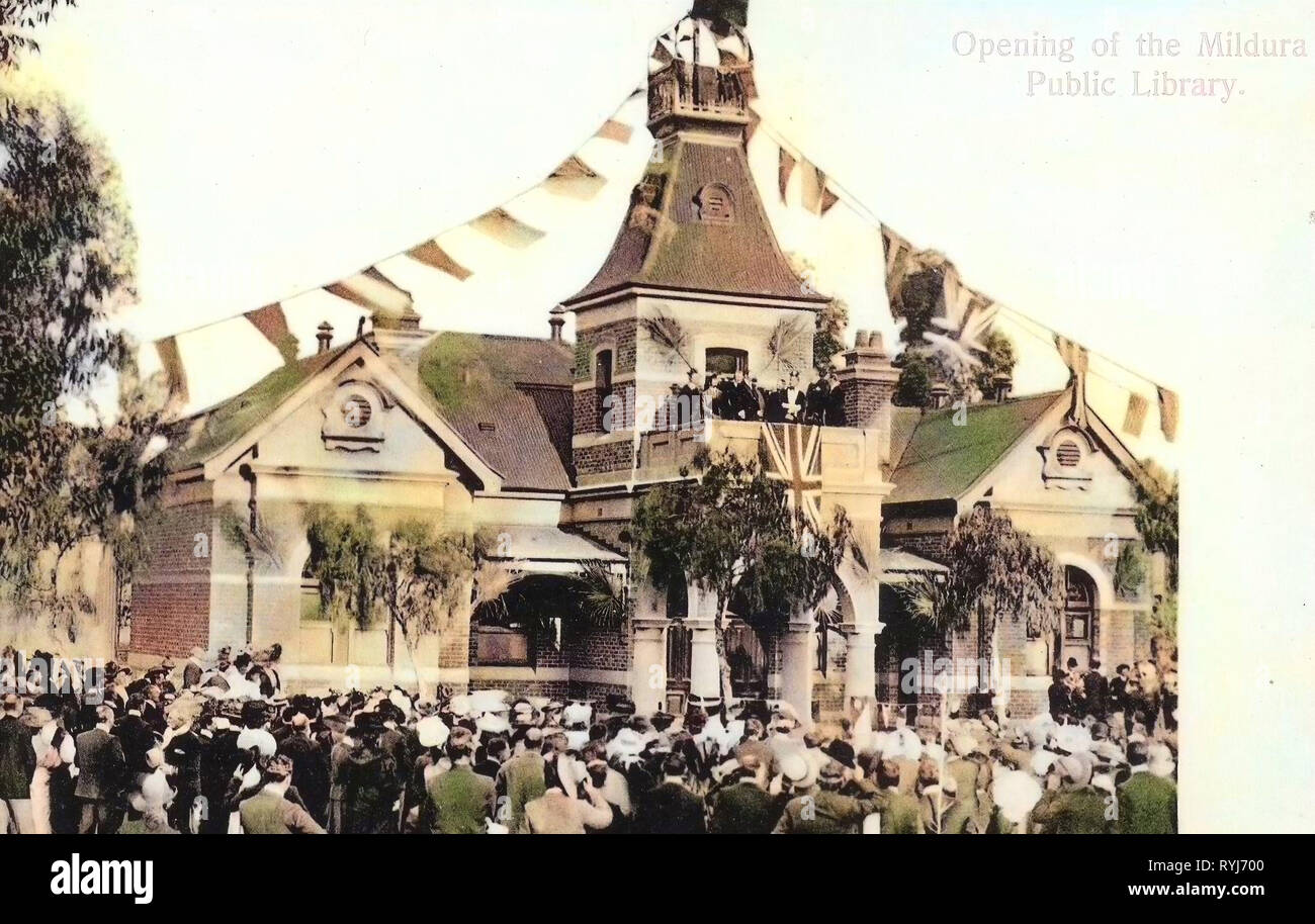 Libraries in Victoria, Australia, Mildura, 1908 postcards, 1908 ...