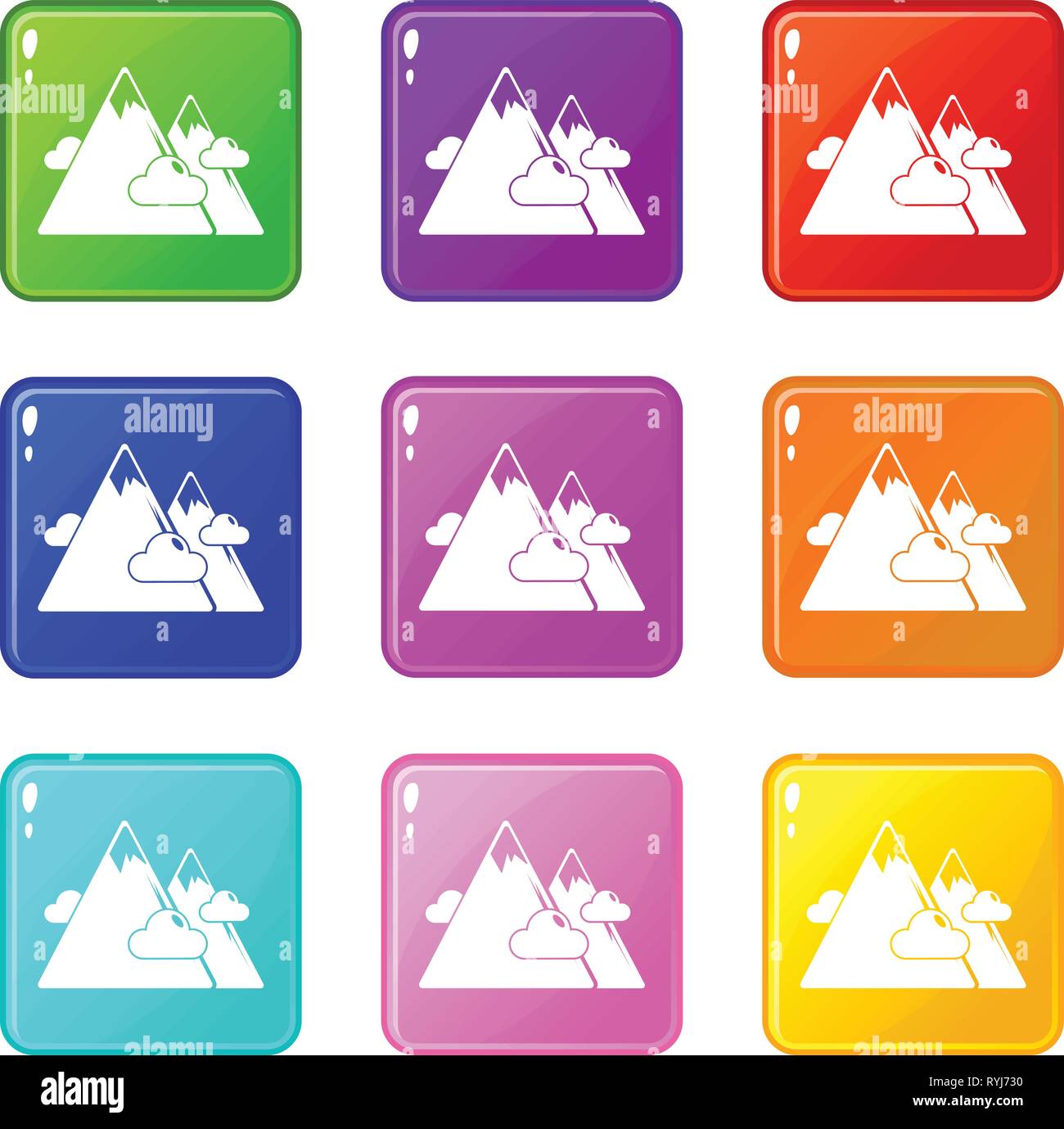 Mountains icons set 9 color collection Stock Vector Image & Art - Alamy