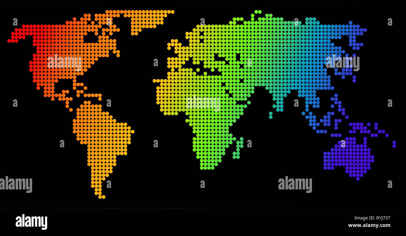 Map of the world, made from color dots Stock Vector Image & Art - Alamy