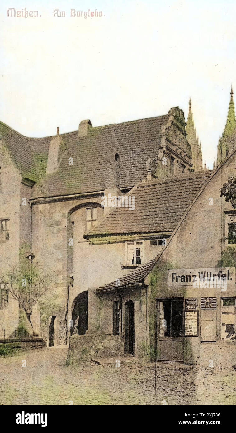 Albrechtsburg, Castle gates in Saxony, 1908, Meißen, Am Burglehen, Haus ...