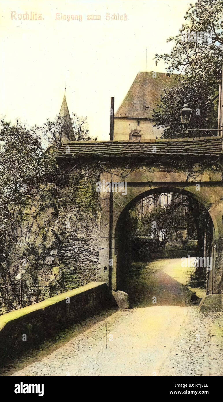 Schloss Rochlitz, Castle gates in Saxony, 1909, Landkreis Mittelsachsen ...