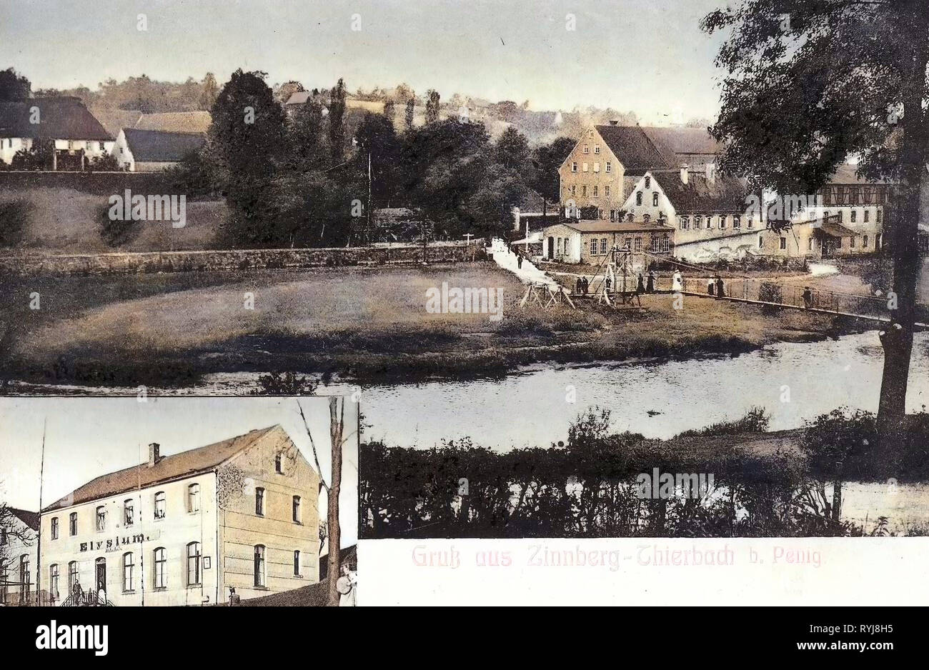 Multiview postcards, Bridges in Penig, Buildings in Penig, 1909 ...