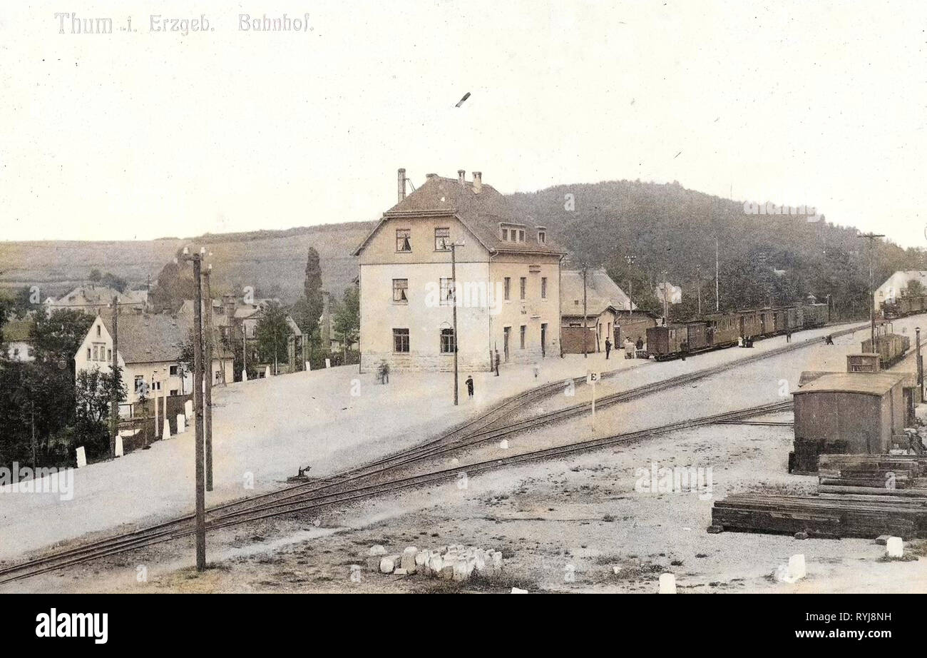Bahnhof Thum, Railway coaches of Germany, 1910, Erzgebirgskreis, Thum ...