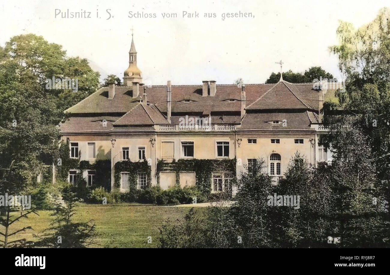 Schloss Pulsnitz, 1910, Landkreis Bautzen, Pulsnitz, Schloß vom Park aus gesehen, Germany Stock ...
