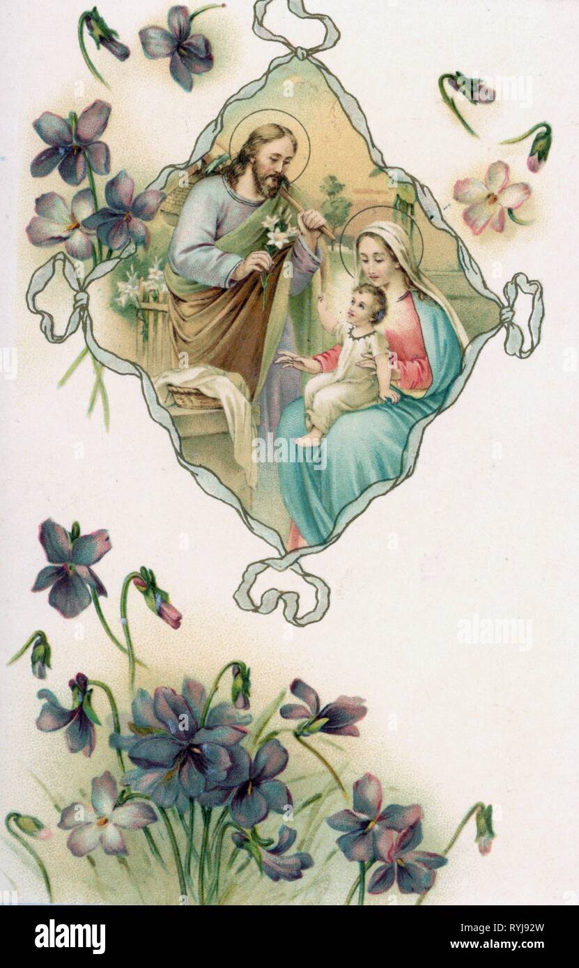 religion, kitsch, Holy Family, picture postcard, 19th century ...