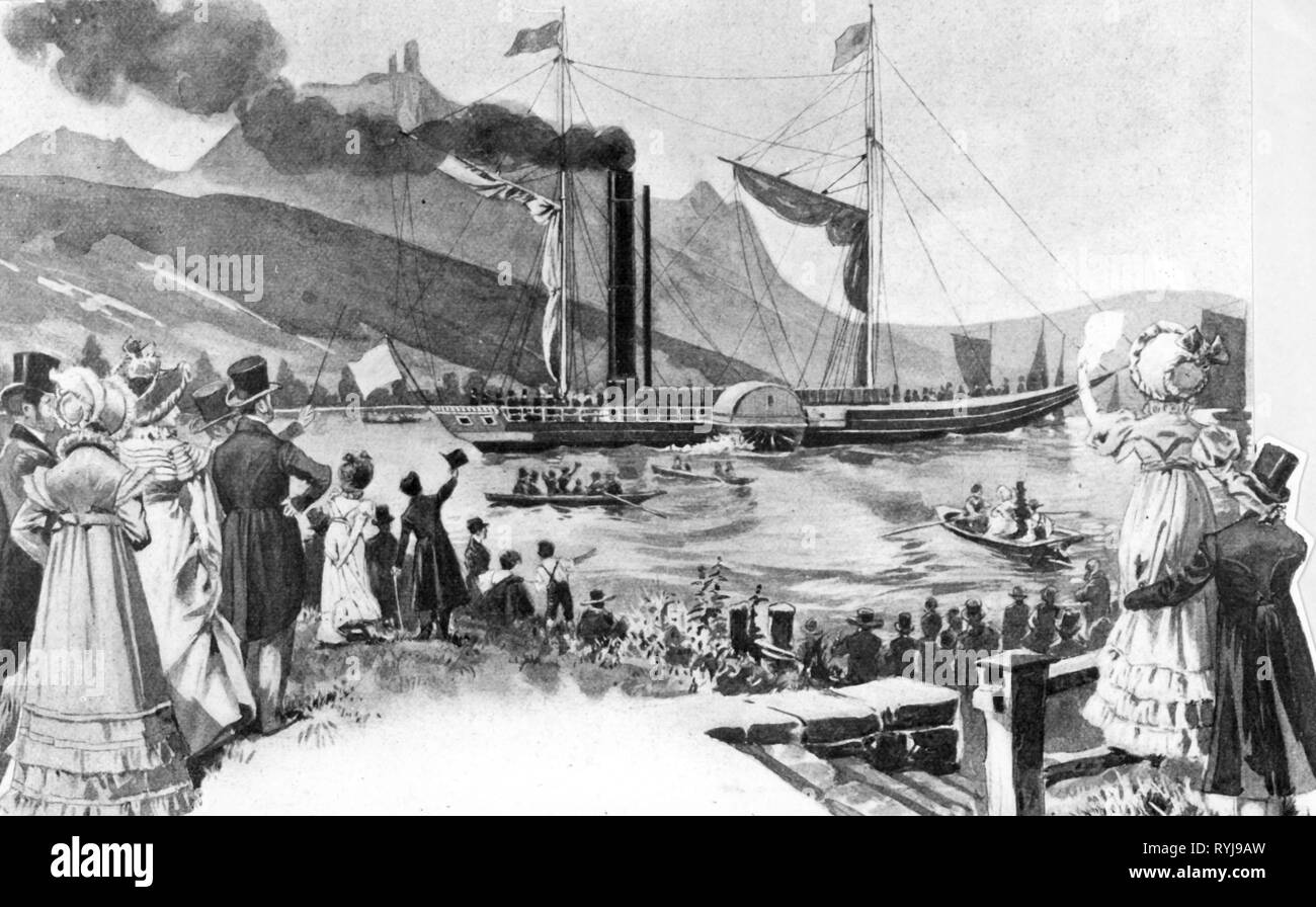 transport / transportation, navigation, steamship, paddle steamer ...