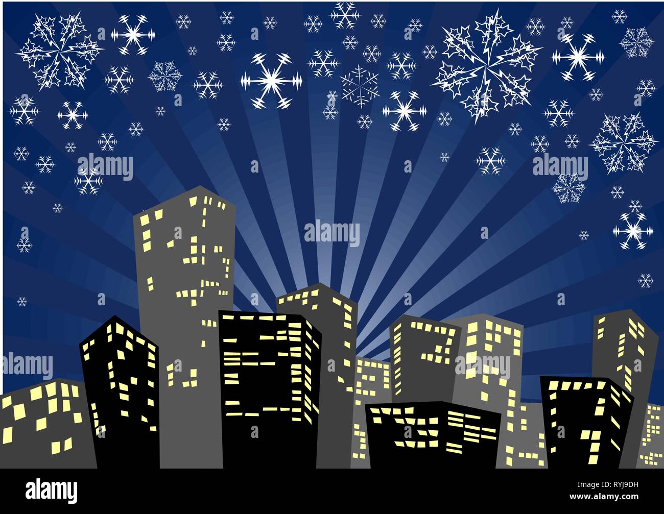 Night city in snowfall christmas Stock Vector Images - Alamy