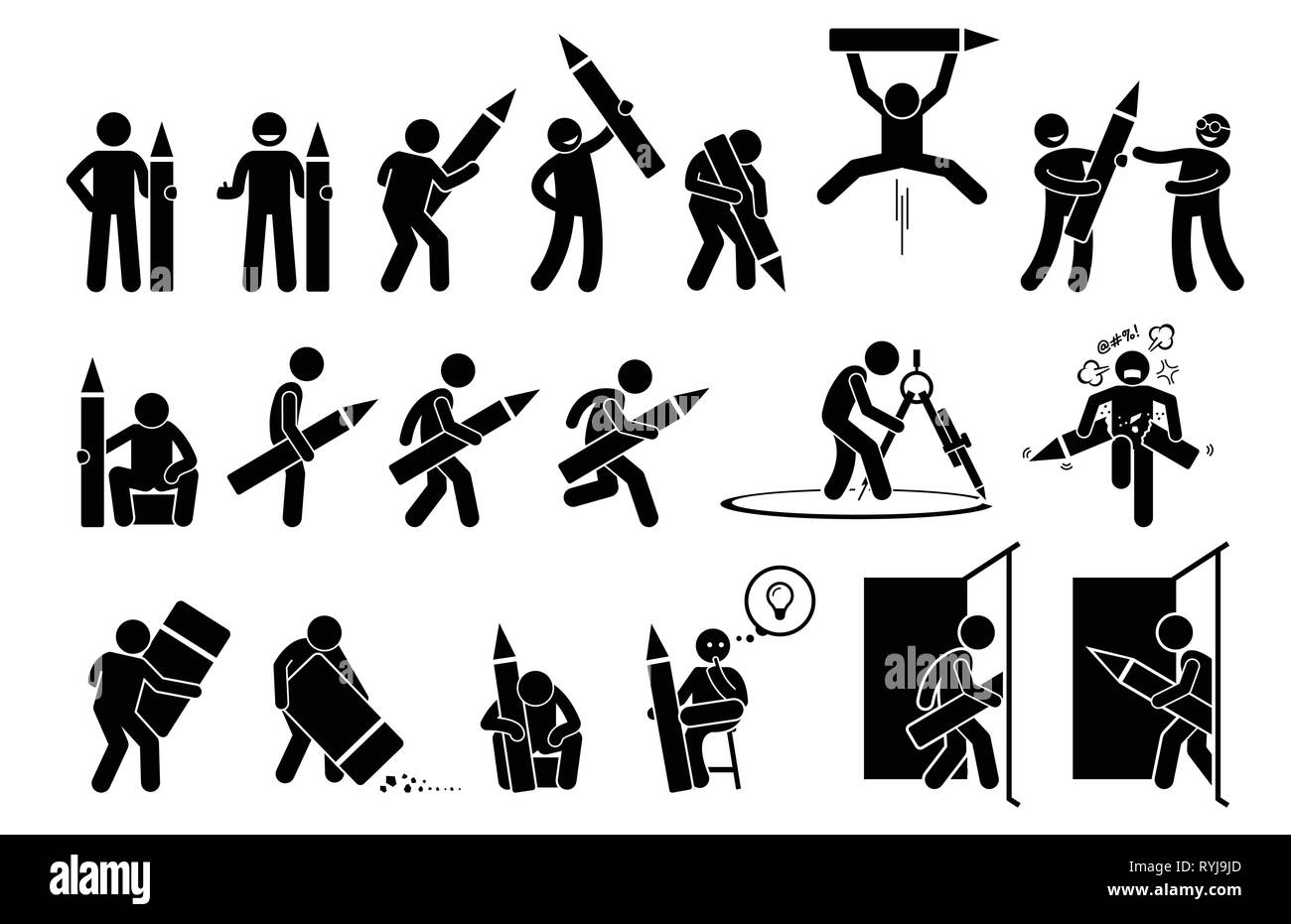 Stick Figure Student Writing