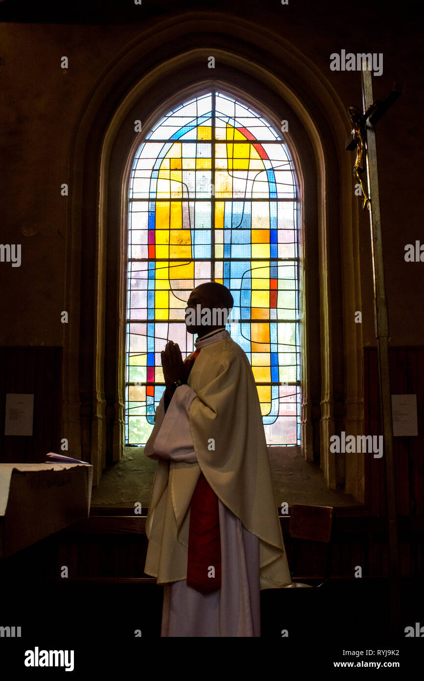 Assumption mass in La Ferriere sur Risle catholic church, Eure, France ...