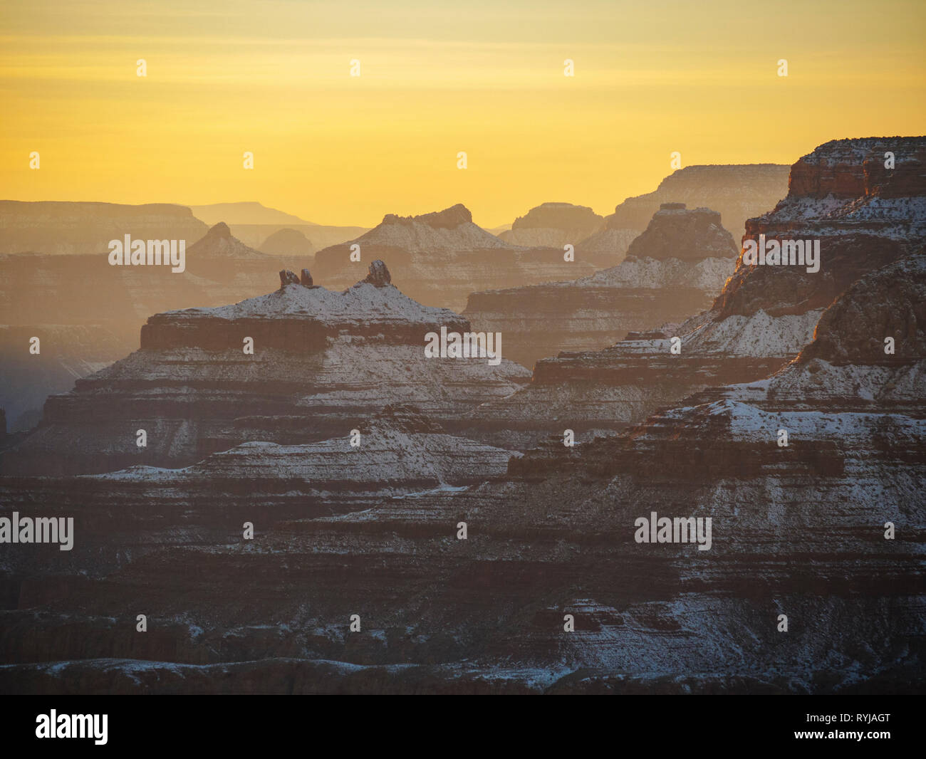 Spires and buttes of the Grand Canyon at Sunset. Grand Canyon National ...