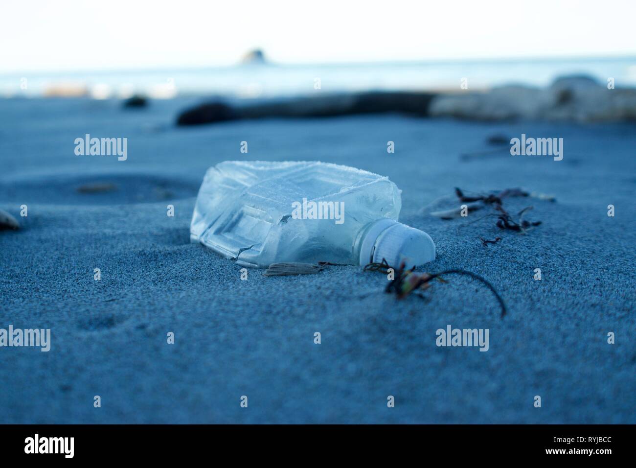 Plastic Bottle Washed up on Shore Stock Photo - Alamy