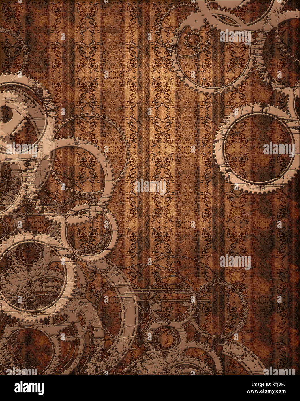 3d illustration graphic background of mechanical gears with space in ...