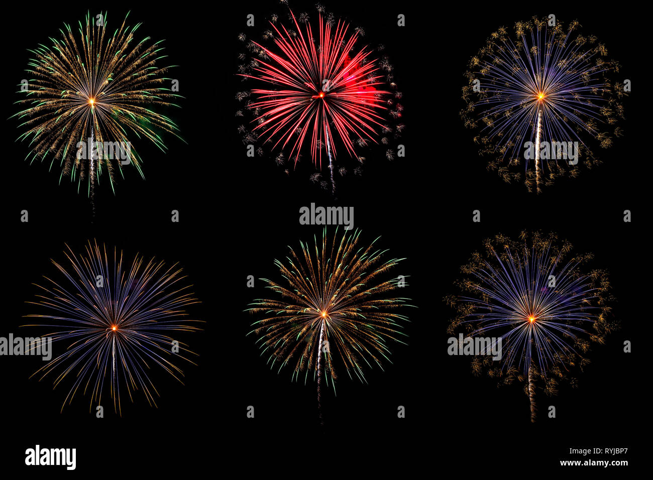 Colorful firework on the night sky. New Year celebration fireworks ...