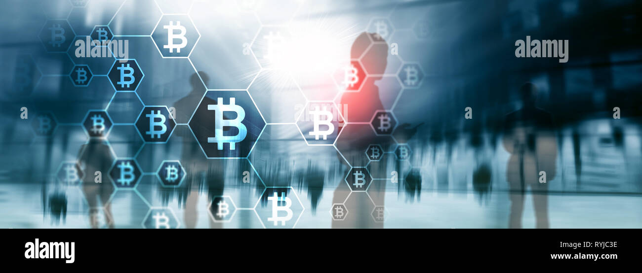 Bitcoin, Blockchain concept on server room background Stock Photo - Alamy