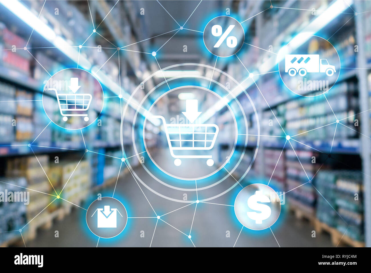 Shopping cart Ecommerce Marketing channel distribution concept on ...