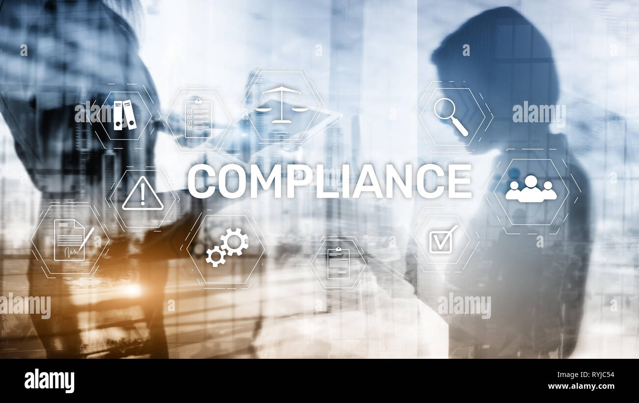 Compliance diagram with icons. Business concept on abstract background ...