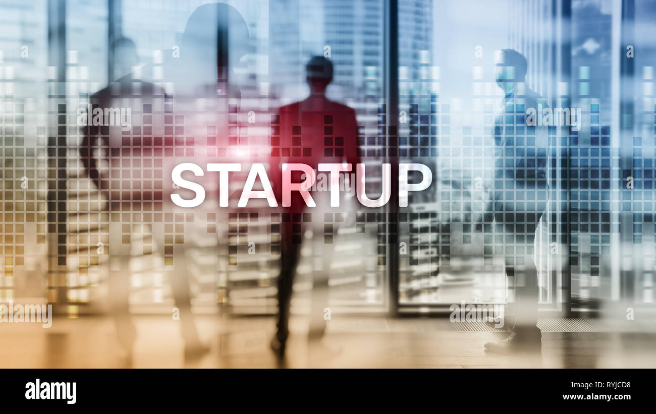 Startup concept with double exposure diagrams blurred background Stock ...