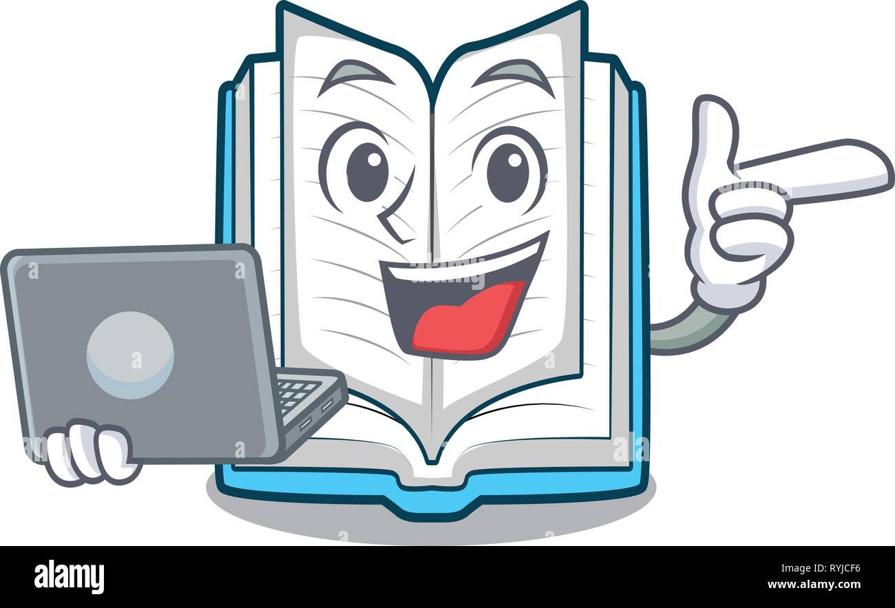 With laptop opened book on the cartoon table Stock Vector Image & Art ...