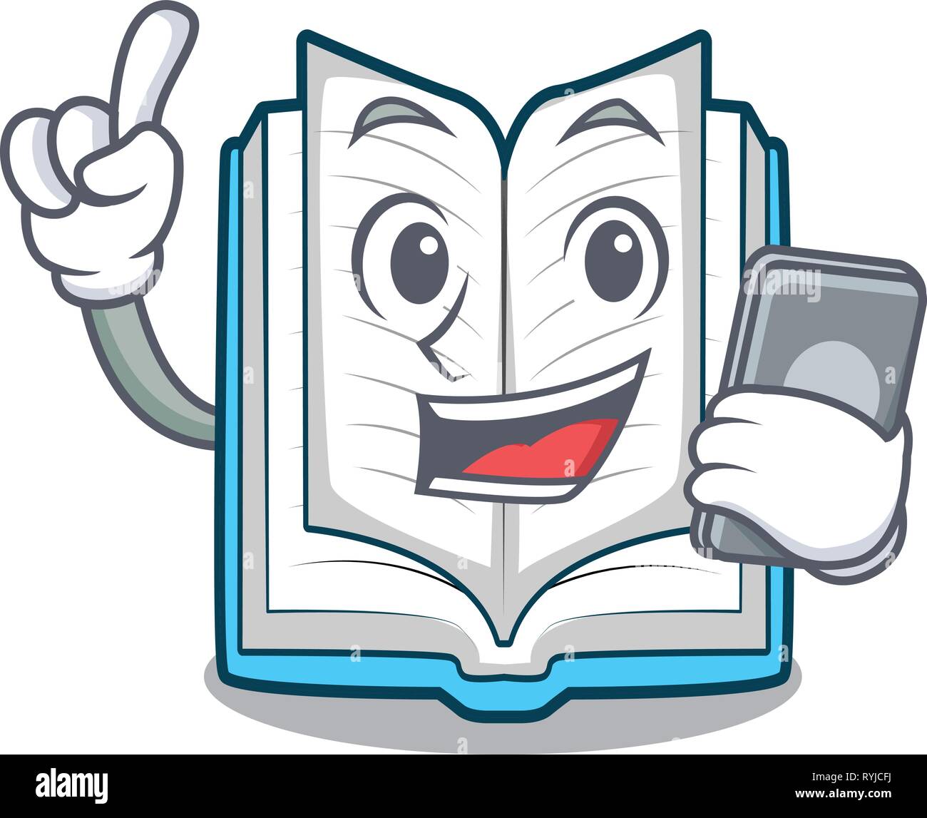 With phone opened book on the cartoon table Stock Vector Image & Art ...