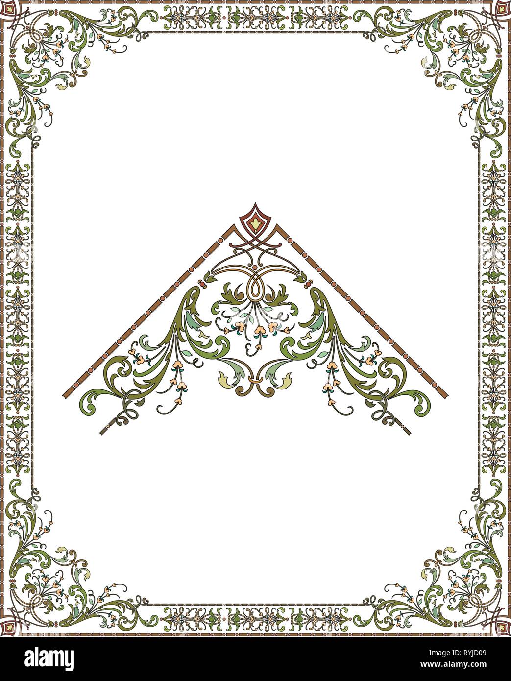 Old World Borders Vector - Tiled frame in plant leaves and flowers ...