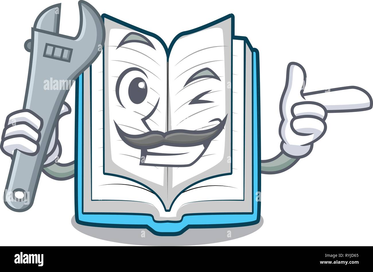 Mechanic opened book in the cartoon box Stock Vector Image & Art - Alamy