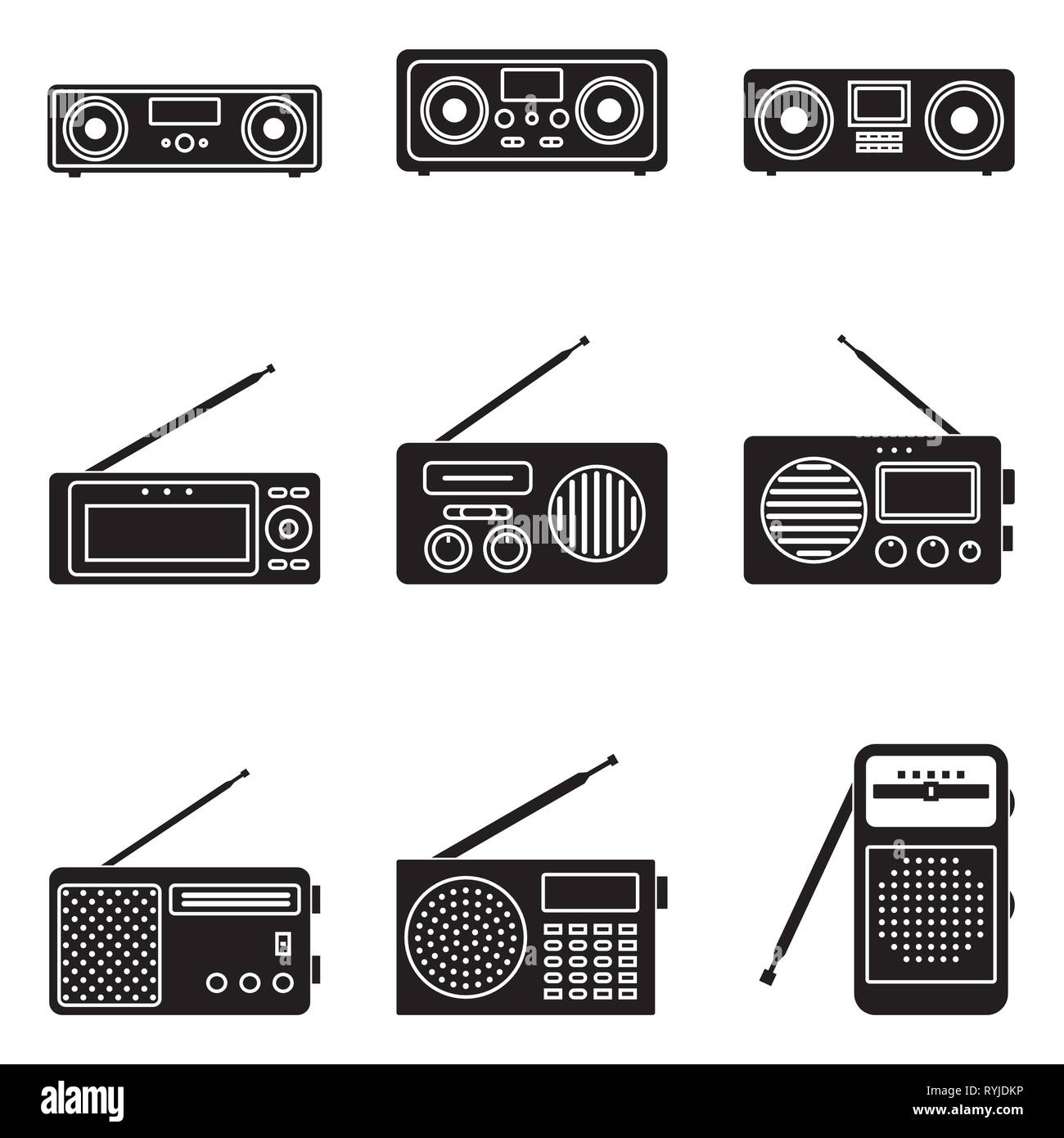 Radio icon set. Portable audio. Vector illustration Stock Vector Image ...