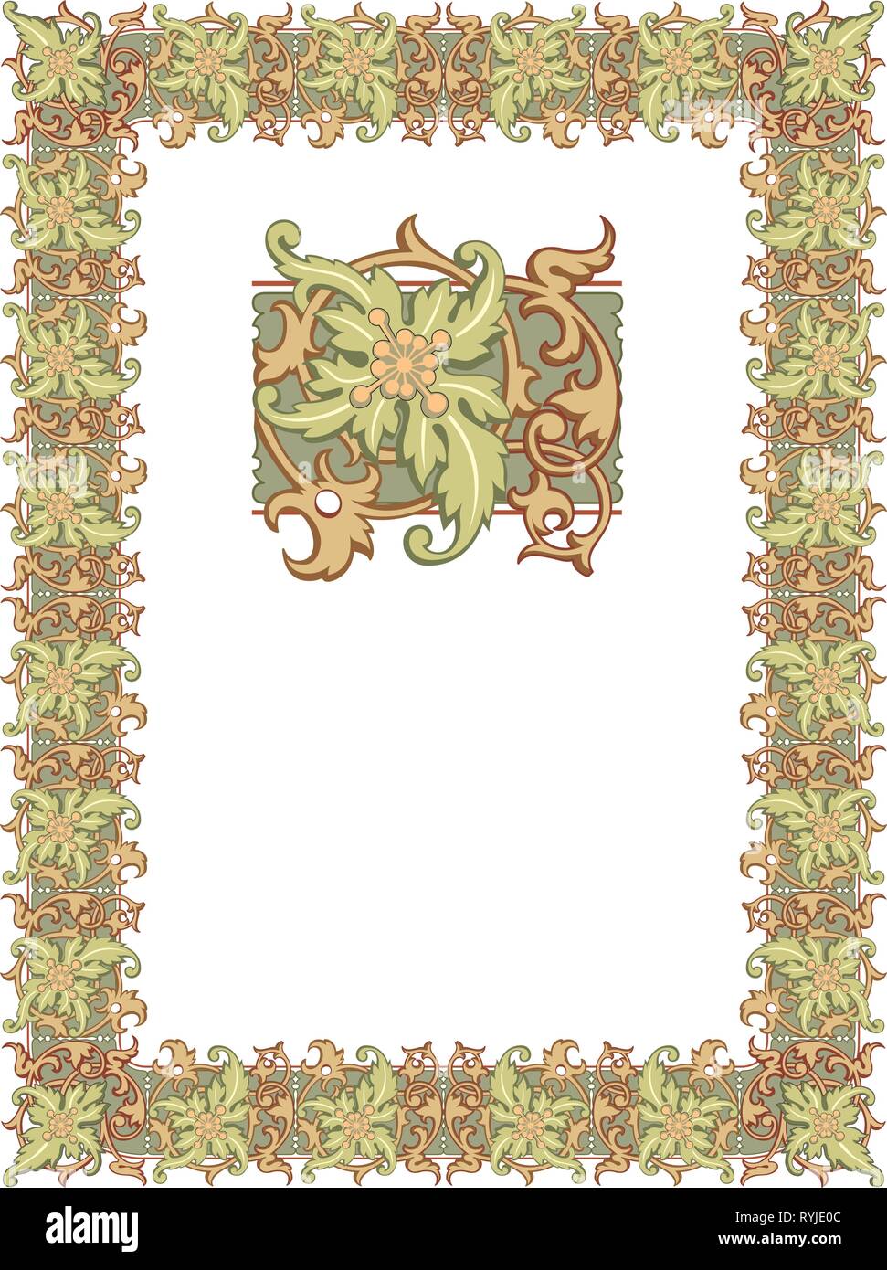Old World Borders Vector - Tiled frame in plant leaves and flowers ...