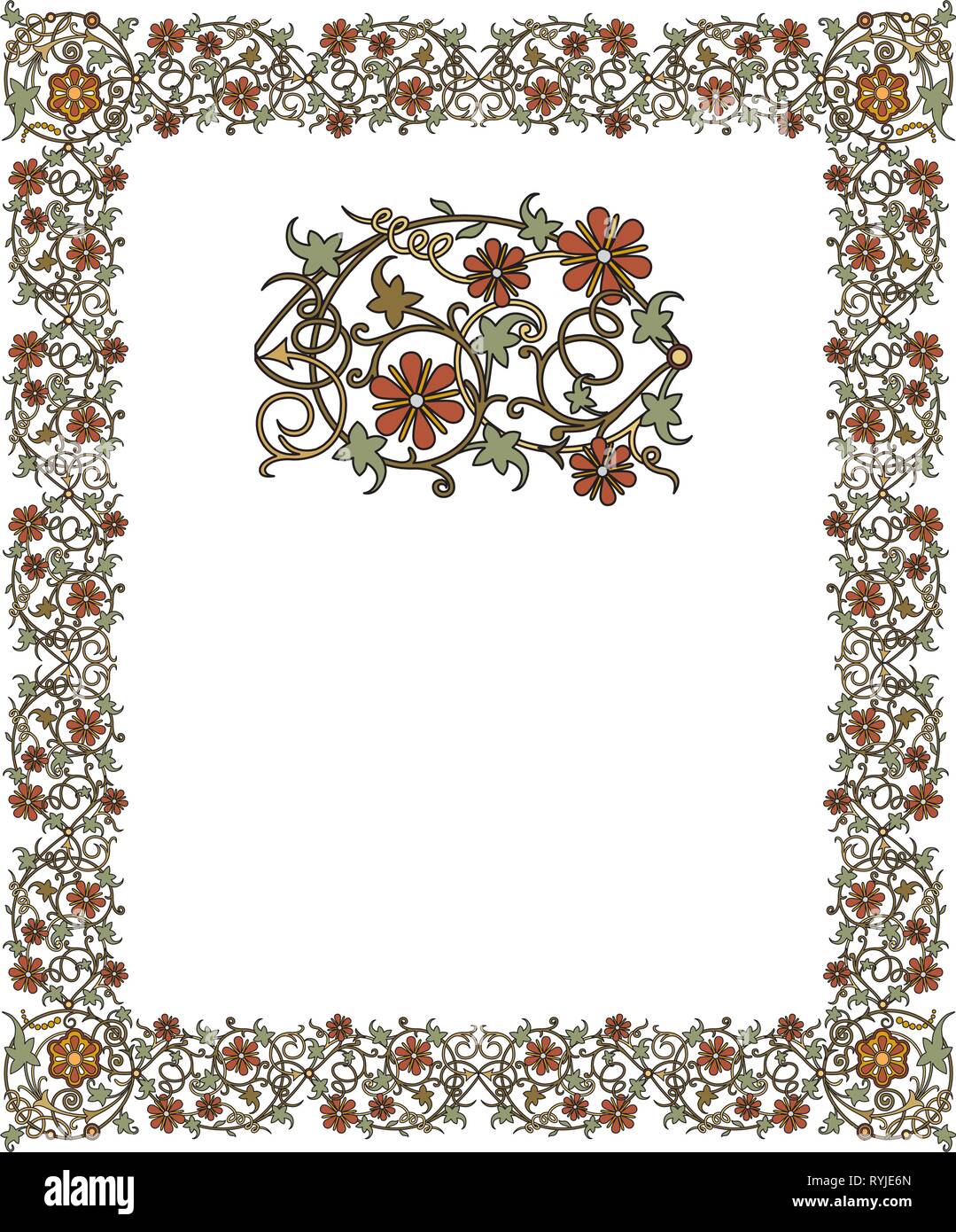 Old World Borders Vector - Tiled frame in plant leaves and flowers ...
