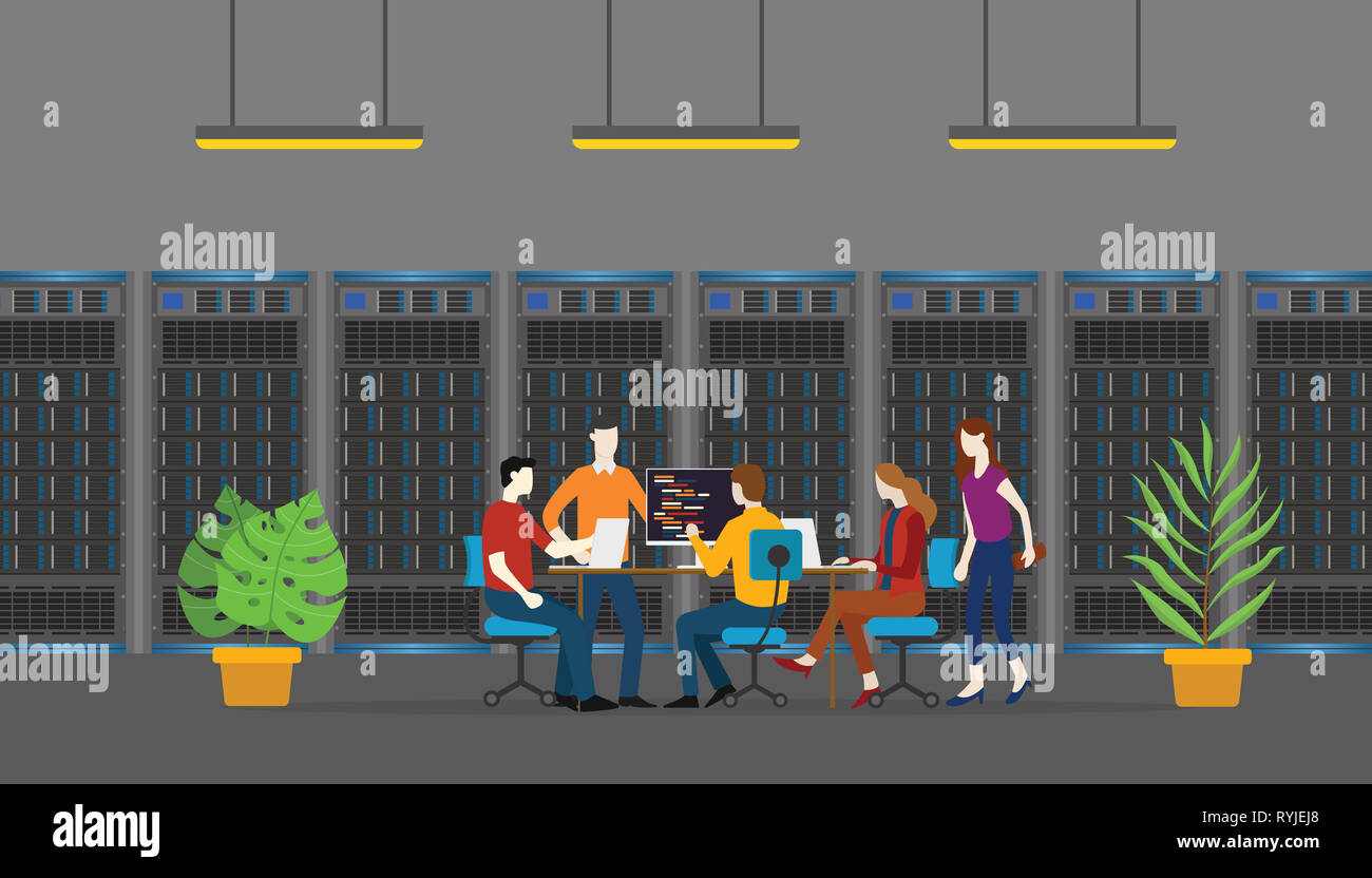 team database server people monitoring and maintenance in room service ...