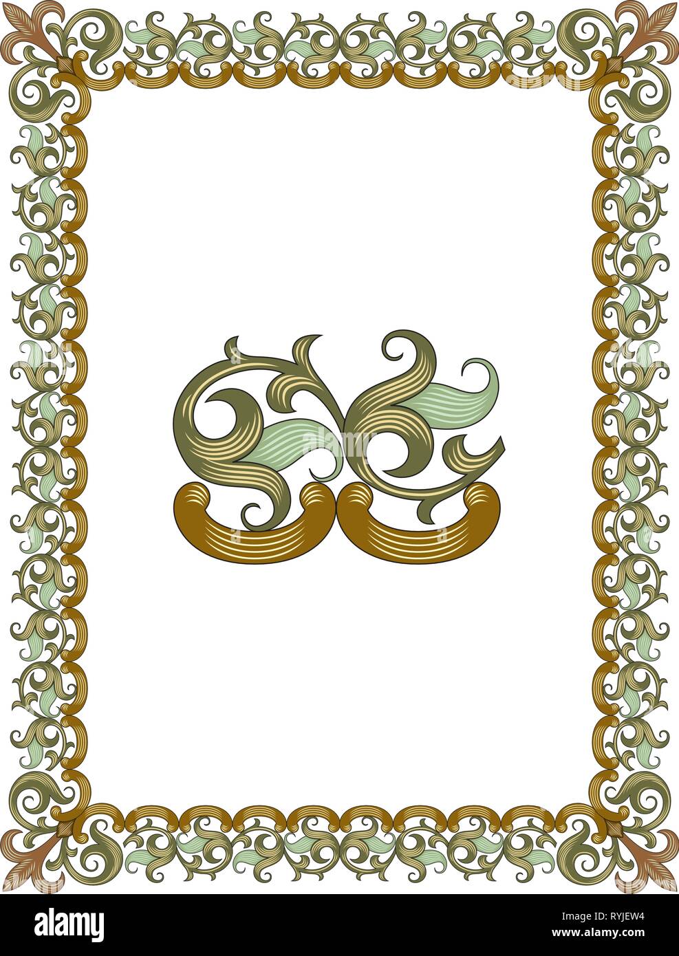 Old World Borders Vector - Tiled frame in plant leaves and flowers ...