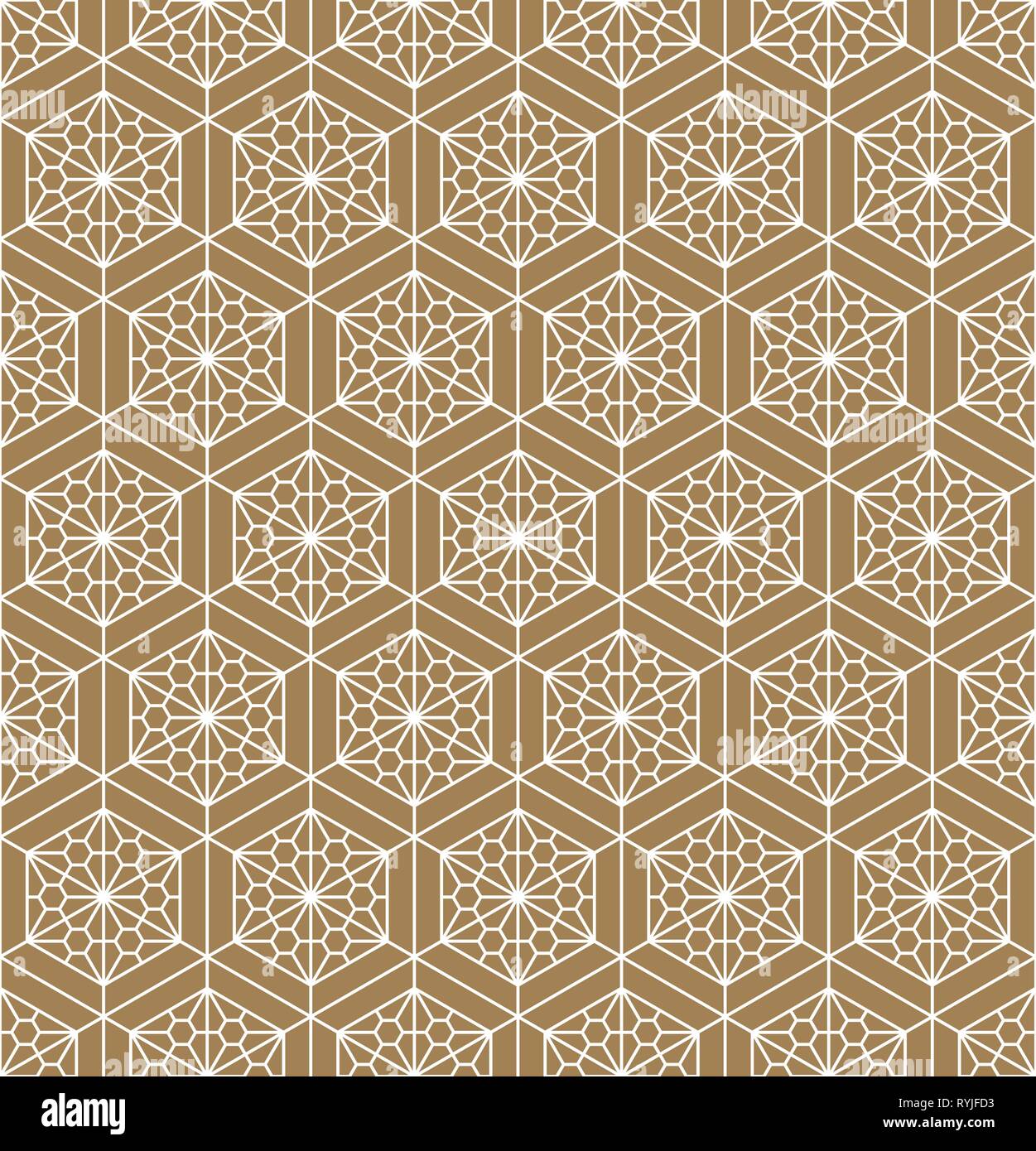 Japanese seamless pattern in style Kumiko.Golden color background and ...