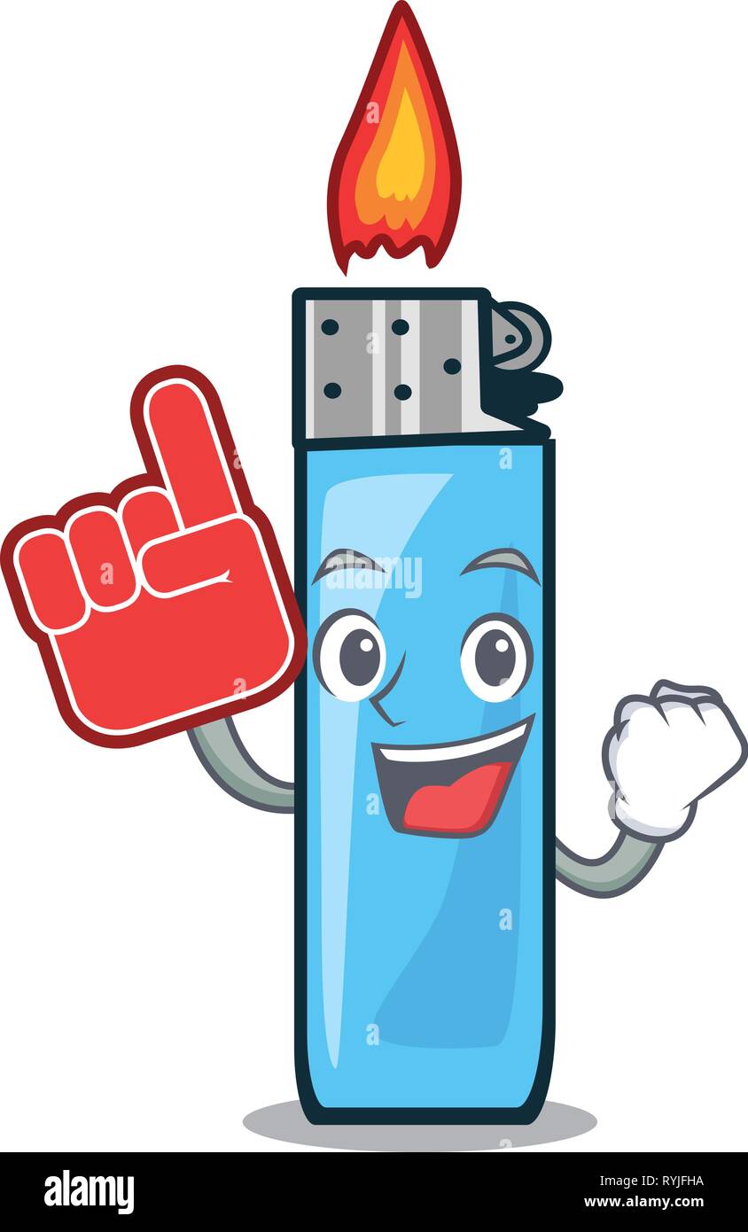 Foam finger plastic lighters above tables cartoon wood Stock Vector ...