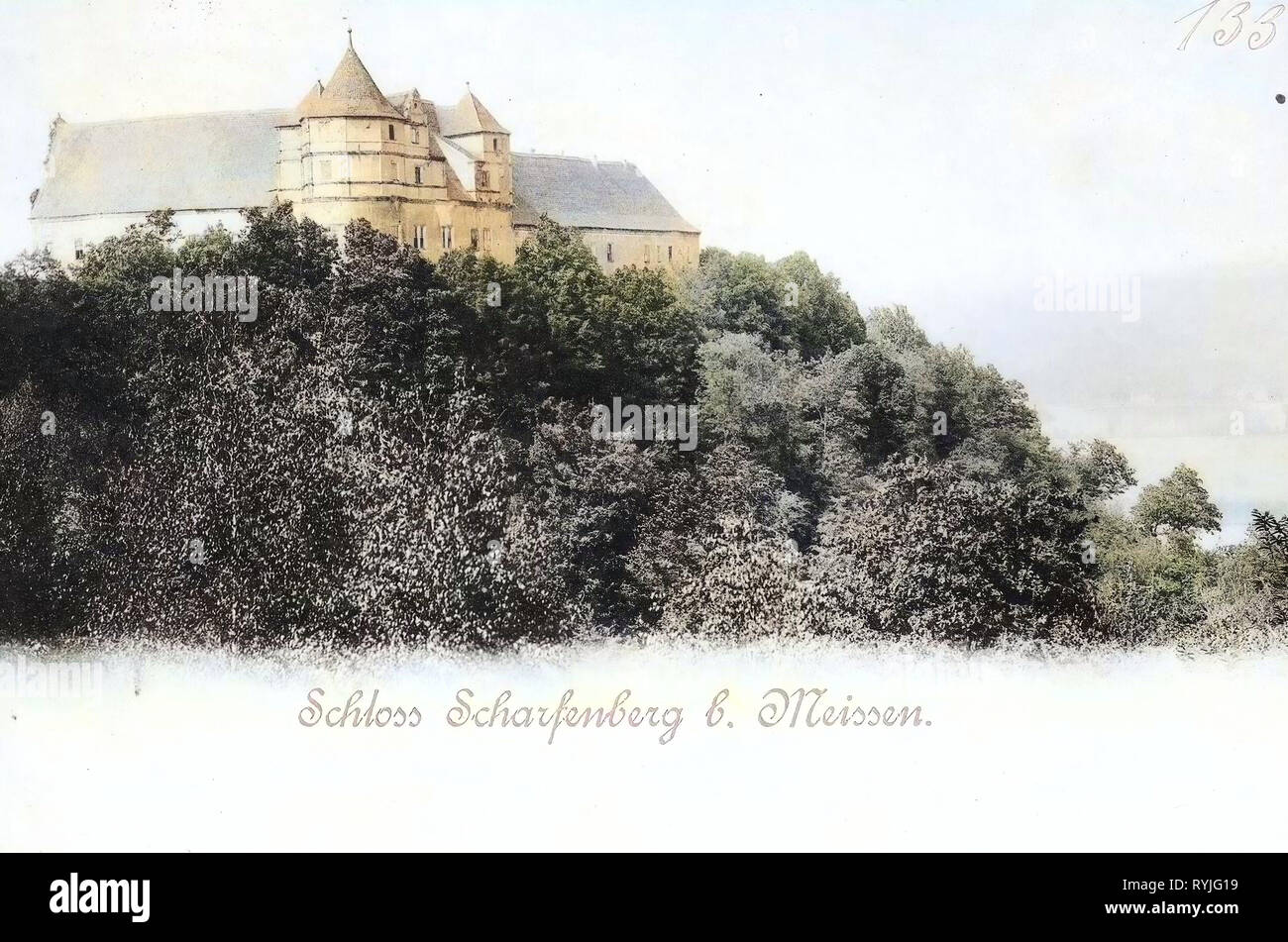Schloss Scharfenberg, 1898, Landkreis Meißen, Scharfenberg, Schloß ...