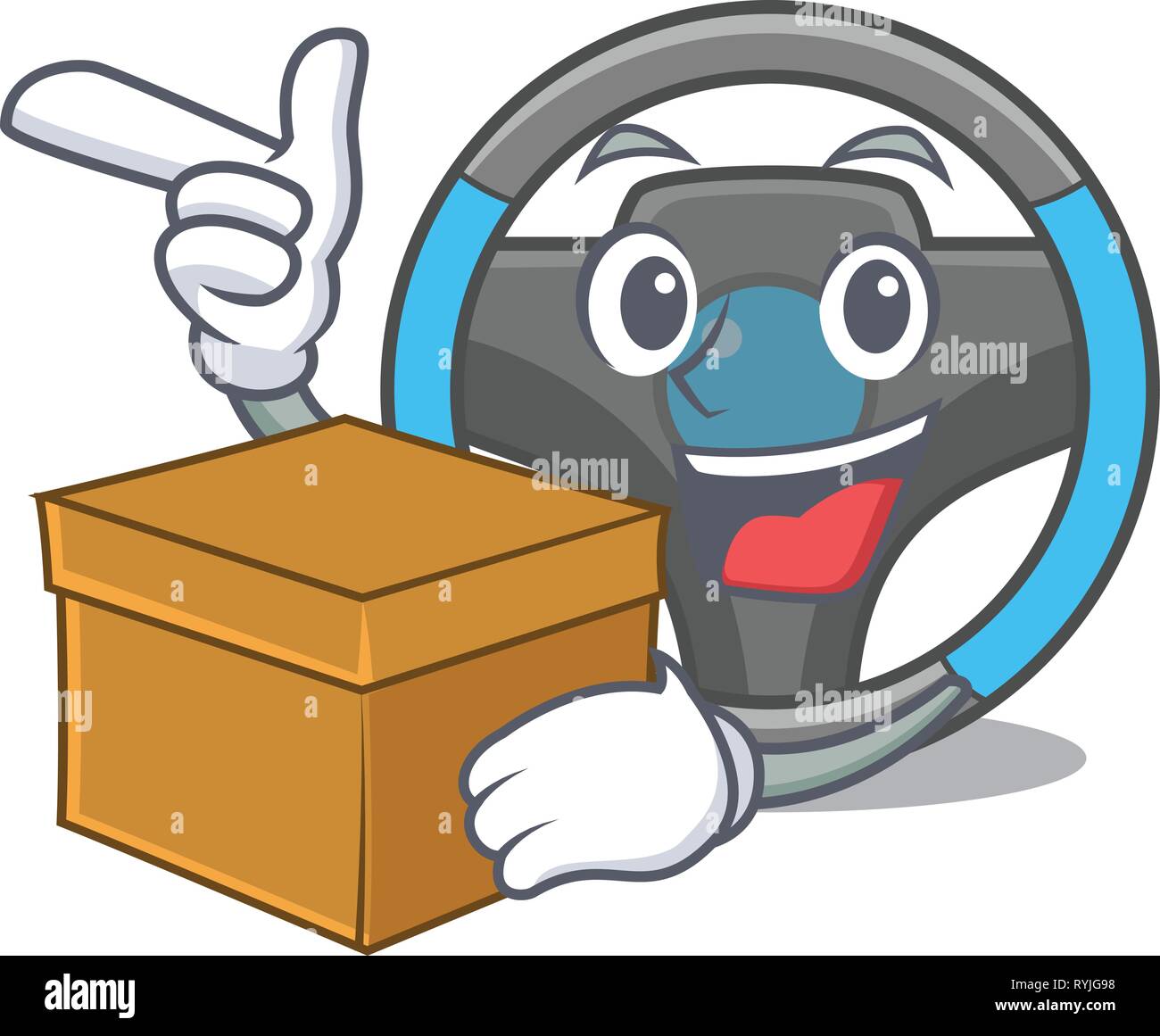 With box steering wheel in the character shape Stock Vector Image & Art ...