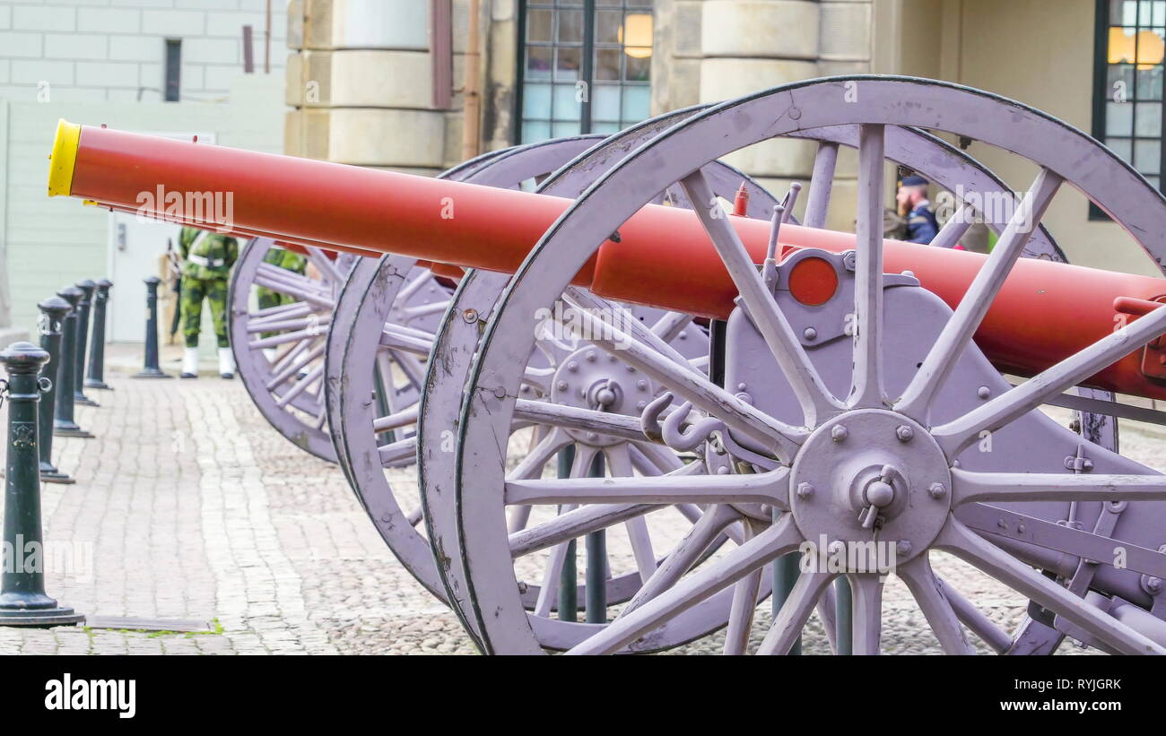 The big cannon display outside in Stockholm Swedens treasury palace ...