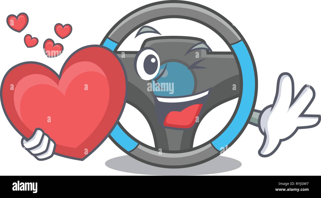 With heart steering wheel in a mascot box Stock Vector Image & Art - Alamy