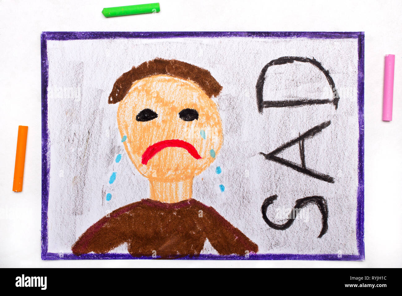 Crayon Drawing Sad High Resolution Stock Photography and Images - Alamy